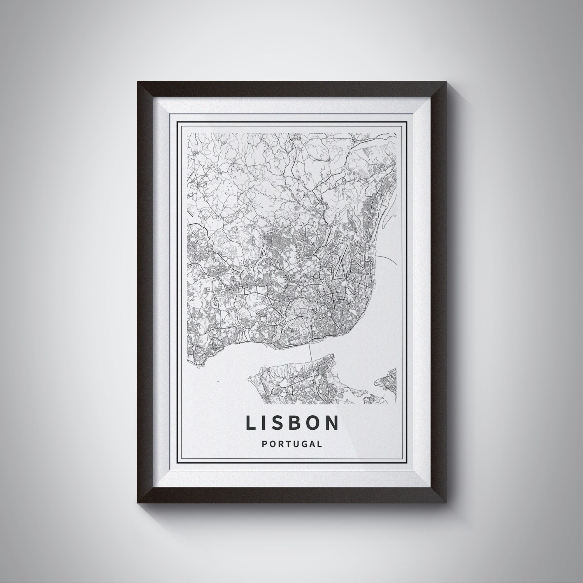 Printable Map of Lisbon Portugal Instant Download City | Etsy