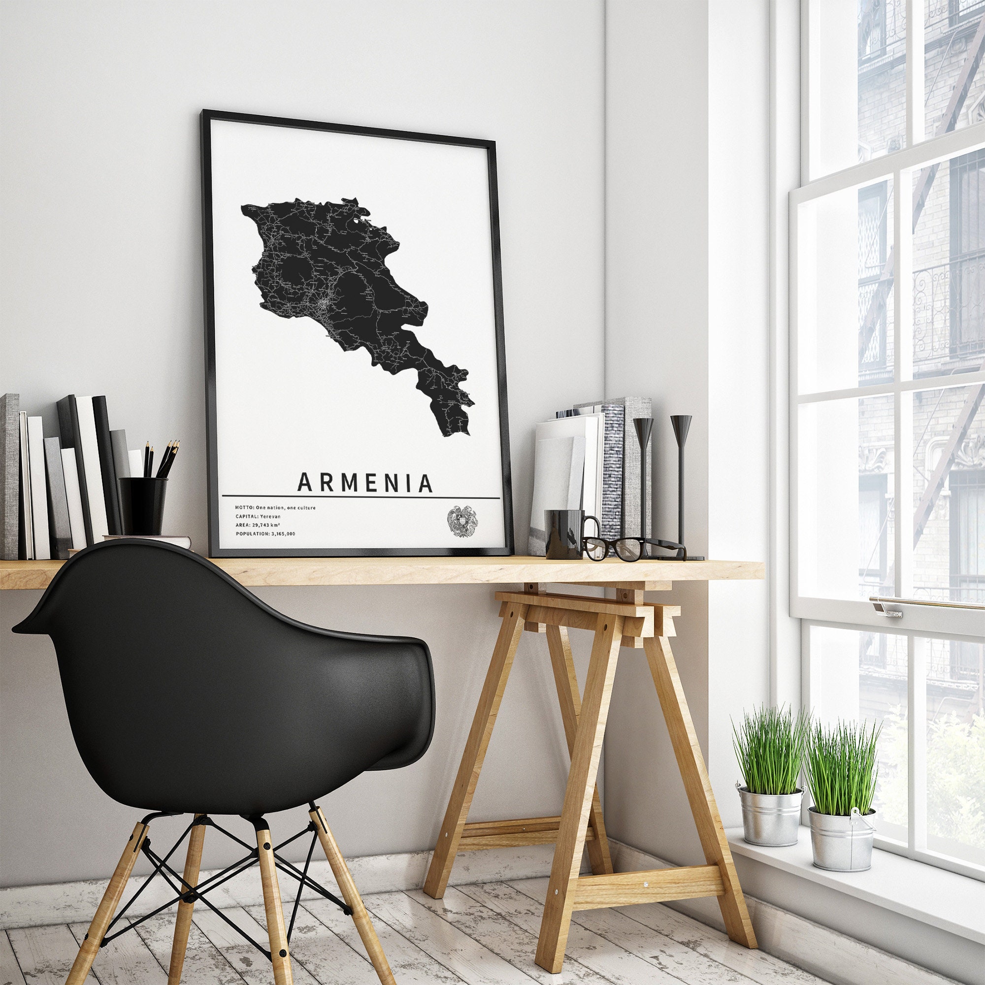 Printable Map of Armenia With City Names and Roads - Instant Download ...