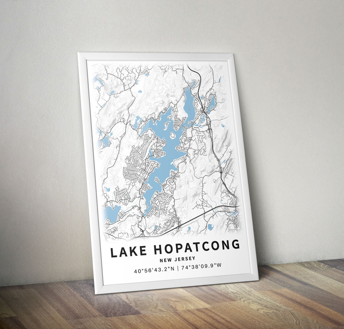 Printable Map of Lake Hopatcong, New Jersey, US - Instant Download ...