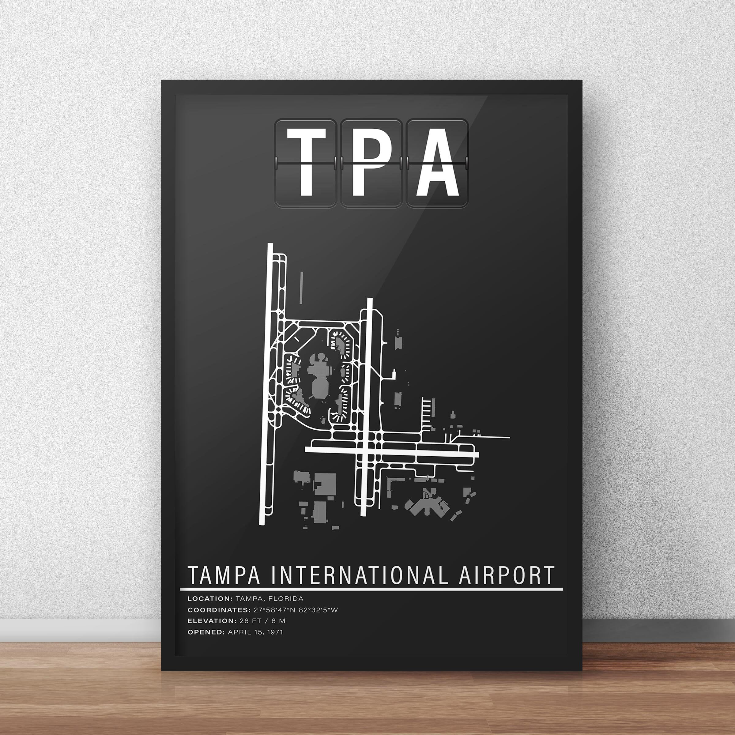 Tampa International Airport Poster, TPA Airport Runway Map, Florida ...