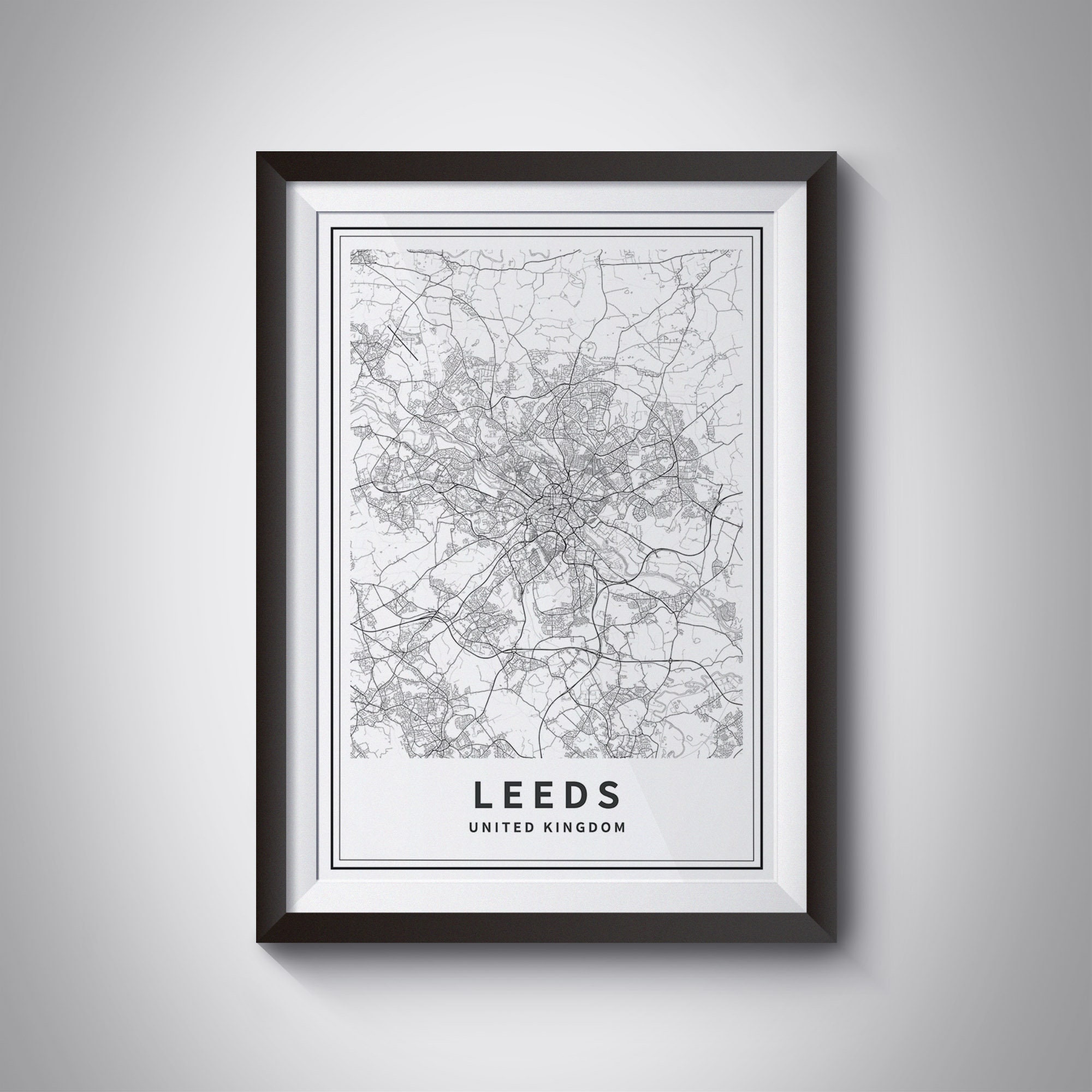 Mapa imprimible de Leeds Inglaterra Reino Unido Descarga - Etsy México