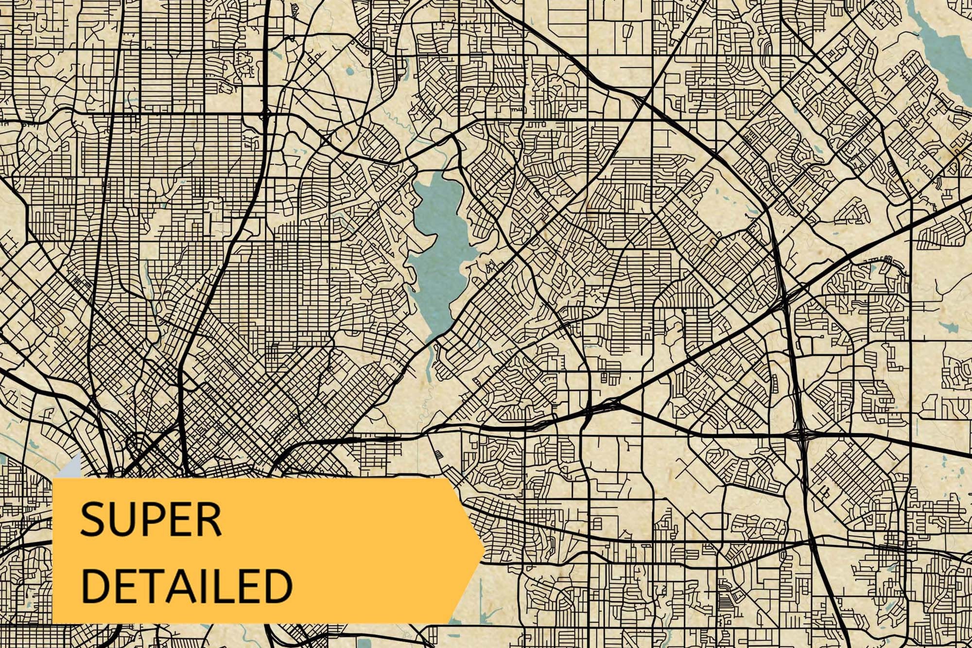 Printable Vintage Style Map of Dallas Texas Instant | Etsy