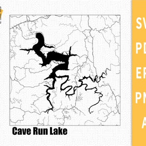 Layered Map of Cave Run Lake, Kentucky Map Vector File - SVG \ PDF ...