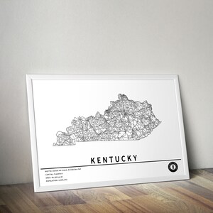 Printable Map of Kentucky, United States With City and Roads - Instant ...