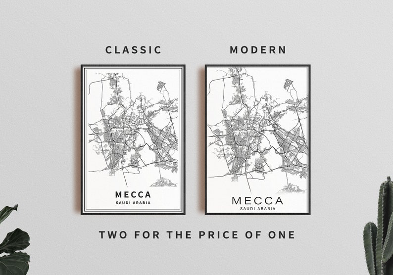 Printable Map of Mecca Saudi Arabia Instant Download City | Etsy