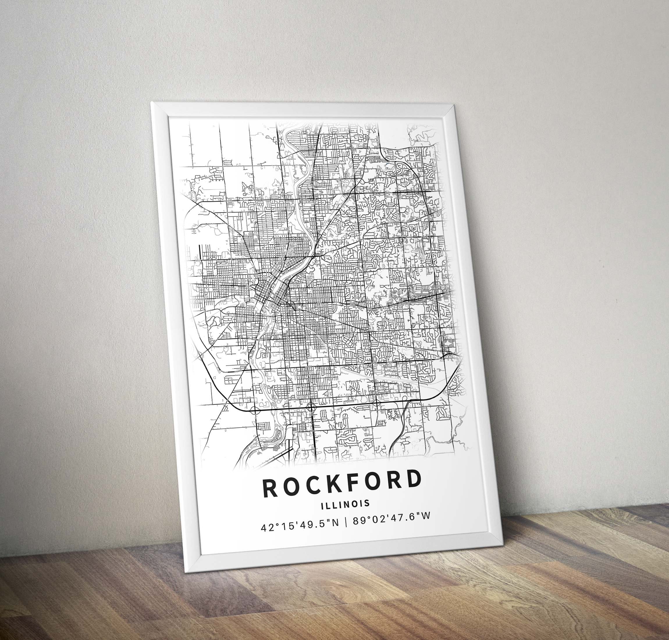 Printable Map of Rockford Illinois USA With Street Names - Etsy