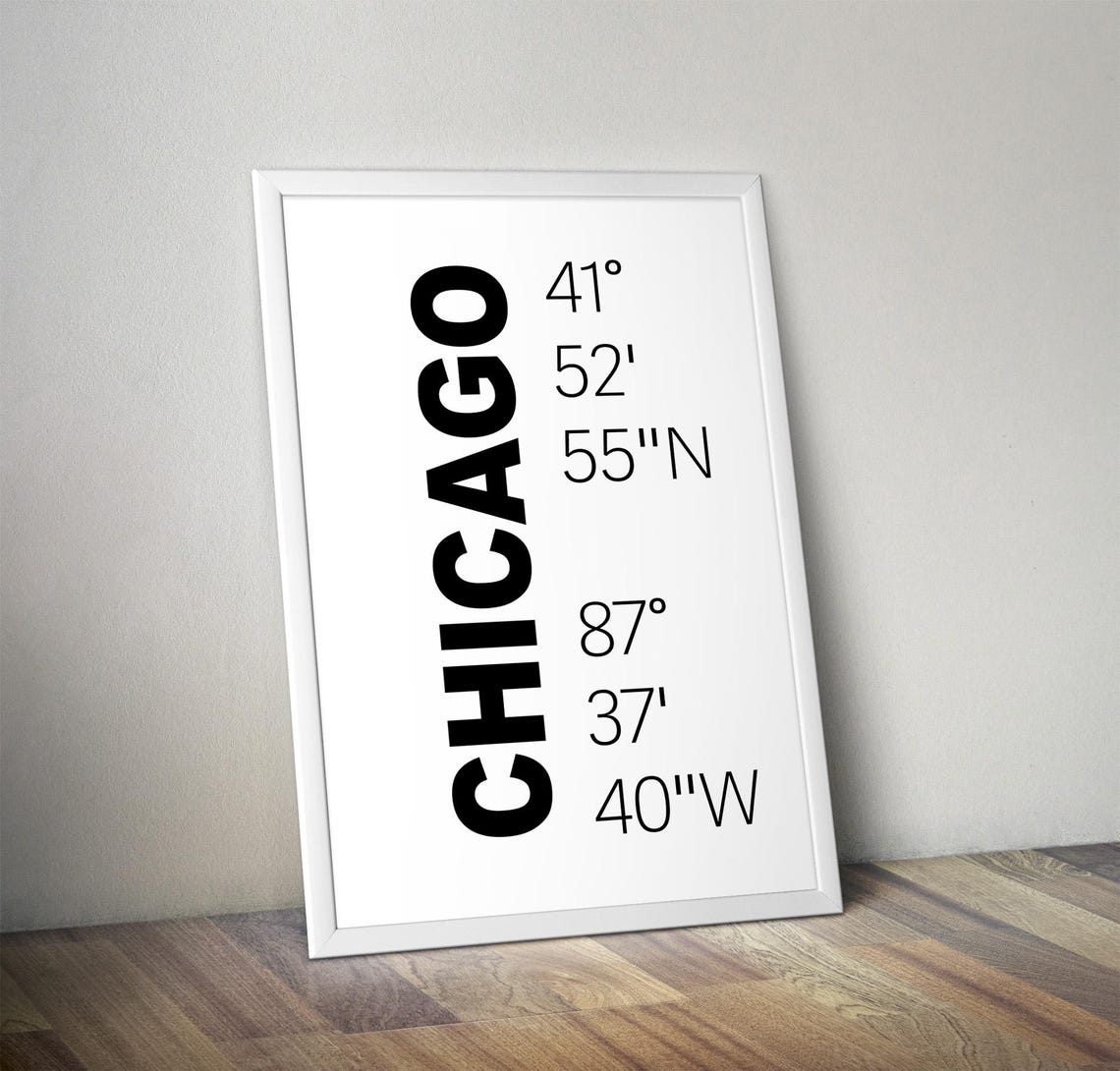 Chicago Coordinates Poster, Printable GPS Wall Art – Chicago Print ...