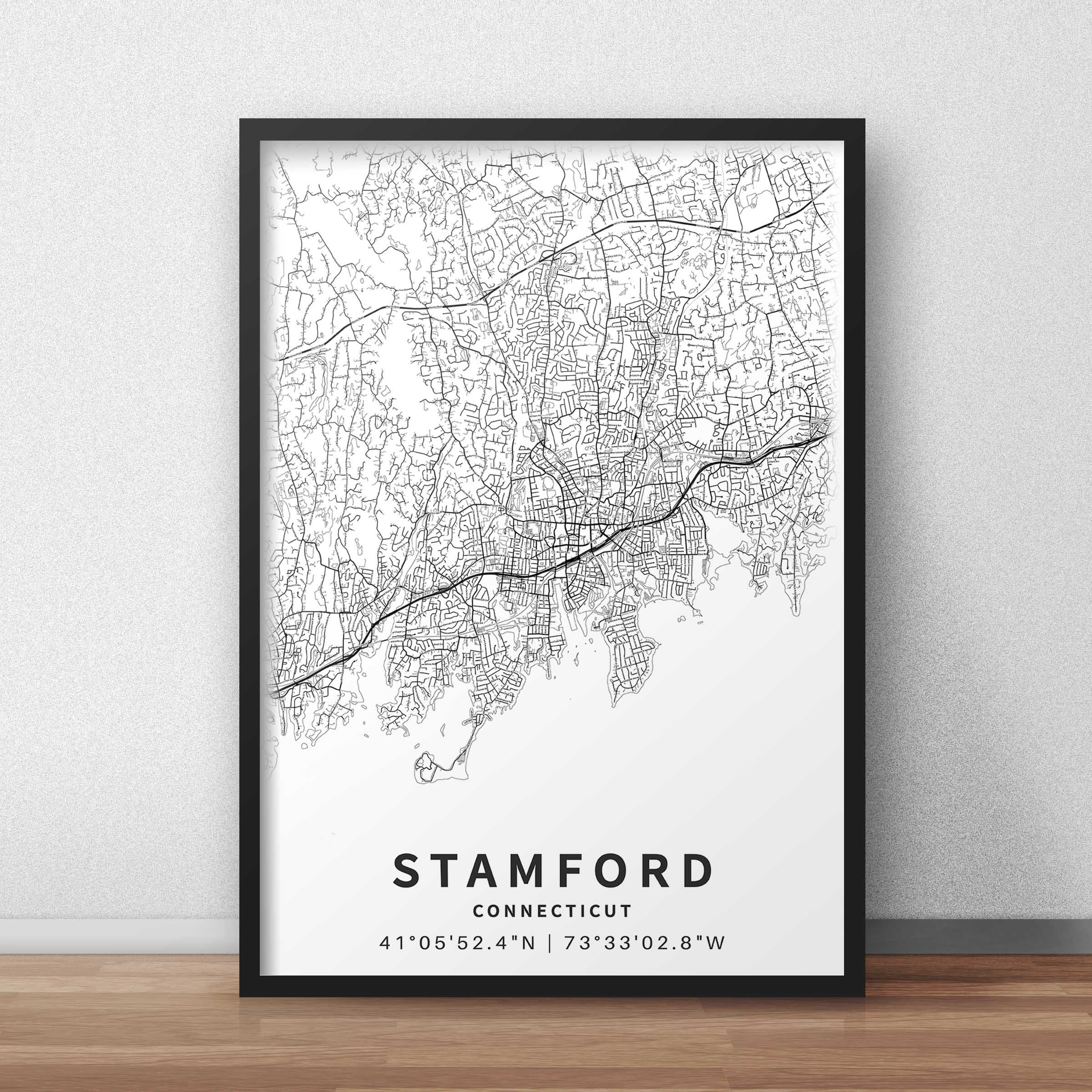 Printable Map of Stamford, Connecticut, USA With Street Names - Instant ...