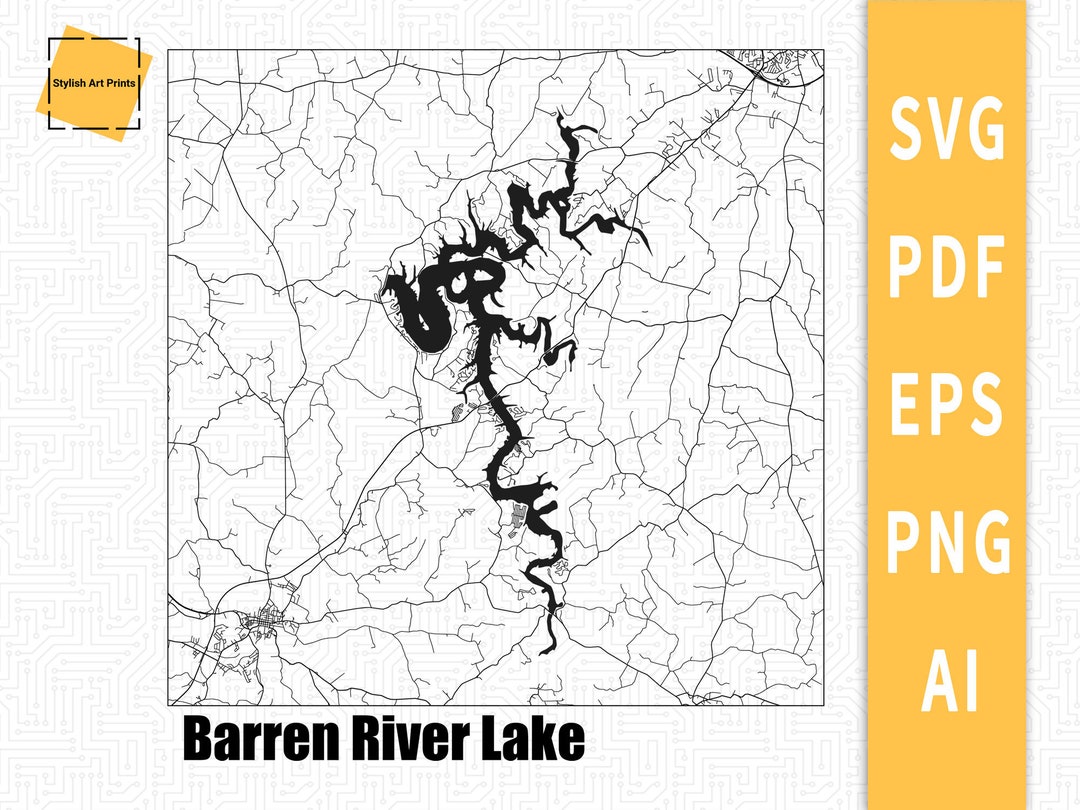 Layered Map of Barren River Lake, Kentucky With Roads, Map Vector File ...