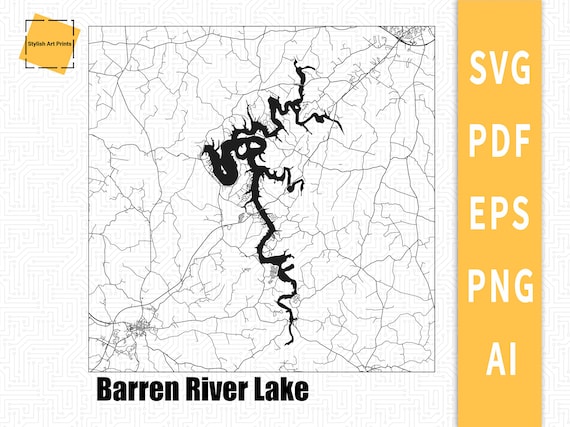 Layered Map of Barren River Lake Kentucky With Roads Map - Etsy