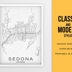 Printable Map of Sedona, Arizona, United States Instant Download City ...
