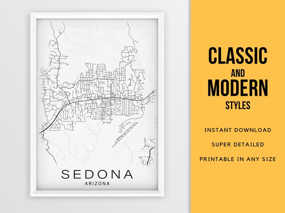 Printable Map of Sedona Arizona United States Instant - Etsy
