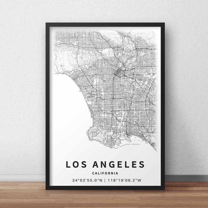 Printable Map of Los Angeles California United States With - Etsy