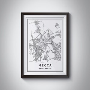 Printable Map of Mecca, Saudi Arabia Instant Download City Map Wall Art ...