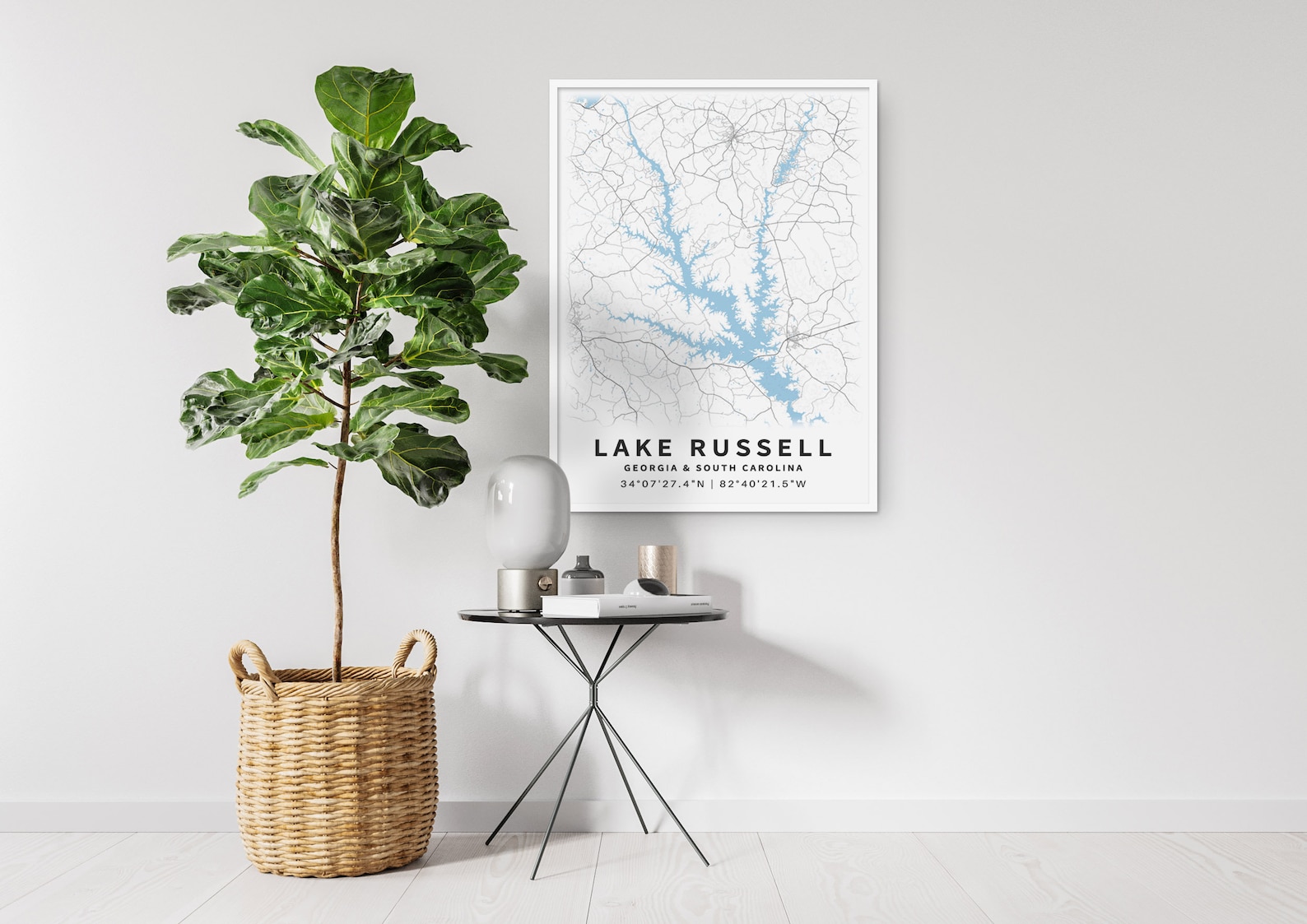 Printable Map of Lake Russell, Georgia and South Carolina - Instant ...