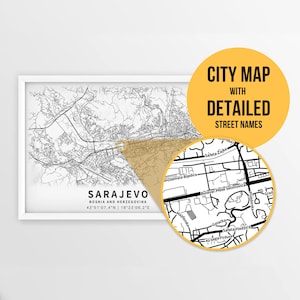 Printable Map of Sarajevo, Bosnia and Herzegovina With Street Names ...