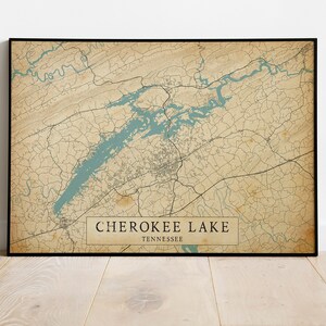 Printable Vintage Style Map Cherokee Lake Tennessee Instant - Etsy
