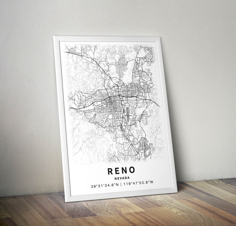 Printable Map of Reno, Nevada, USA With Street Names - Instant Download ...
