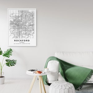 Printable Map of Rockford, Illinois, USA With Street Names - Instant ...