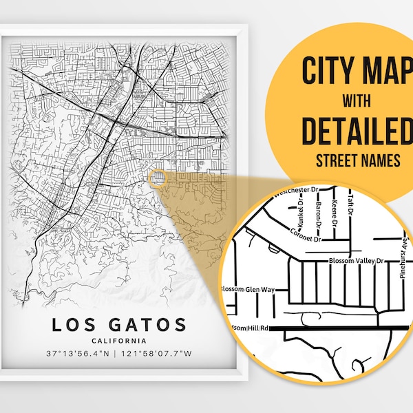 Los Gatos Map Street - Etsy
