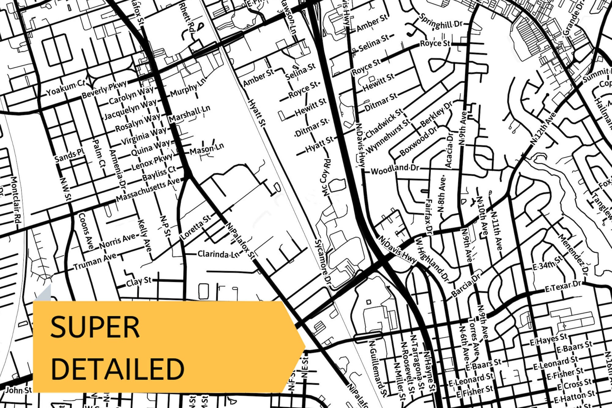 Printable Map of Pensacola FL United States With Street Names - Etsy