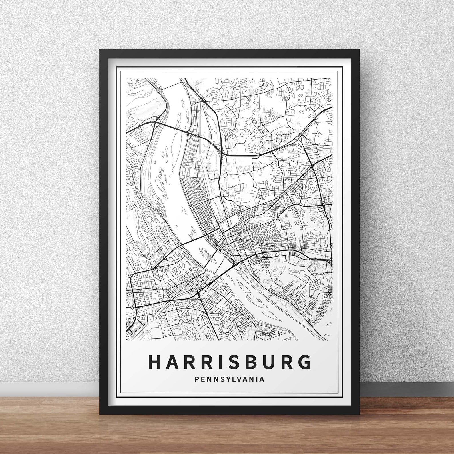 Printable Map of Harrisburg Pennsylvania PA United States - Etsy