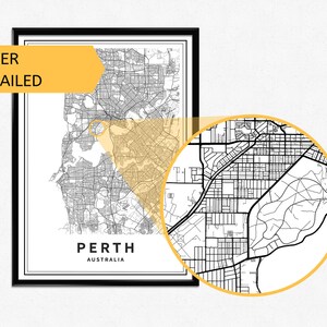 Printable Map of Perth, Australia Instant Download City Map Wall Art - Etsy