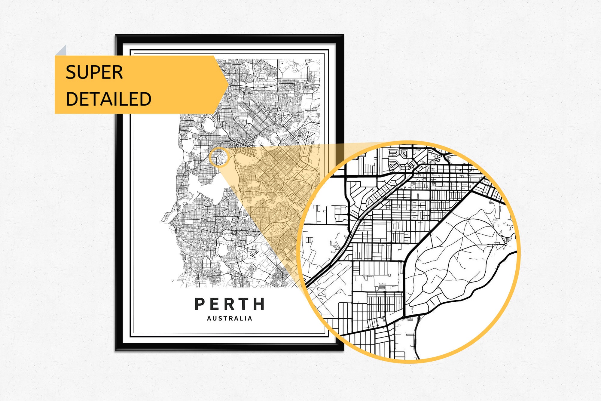 Printable Map of Perth Australia Instant Download City - Etsy