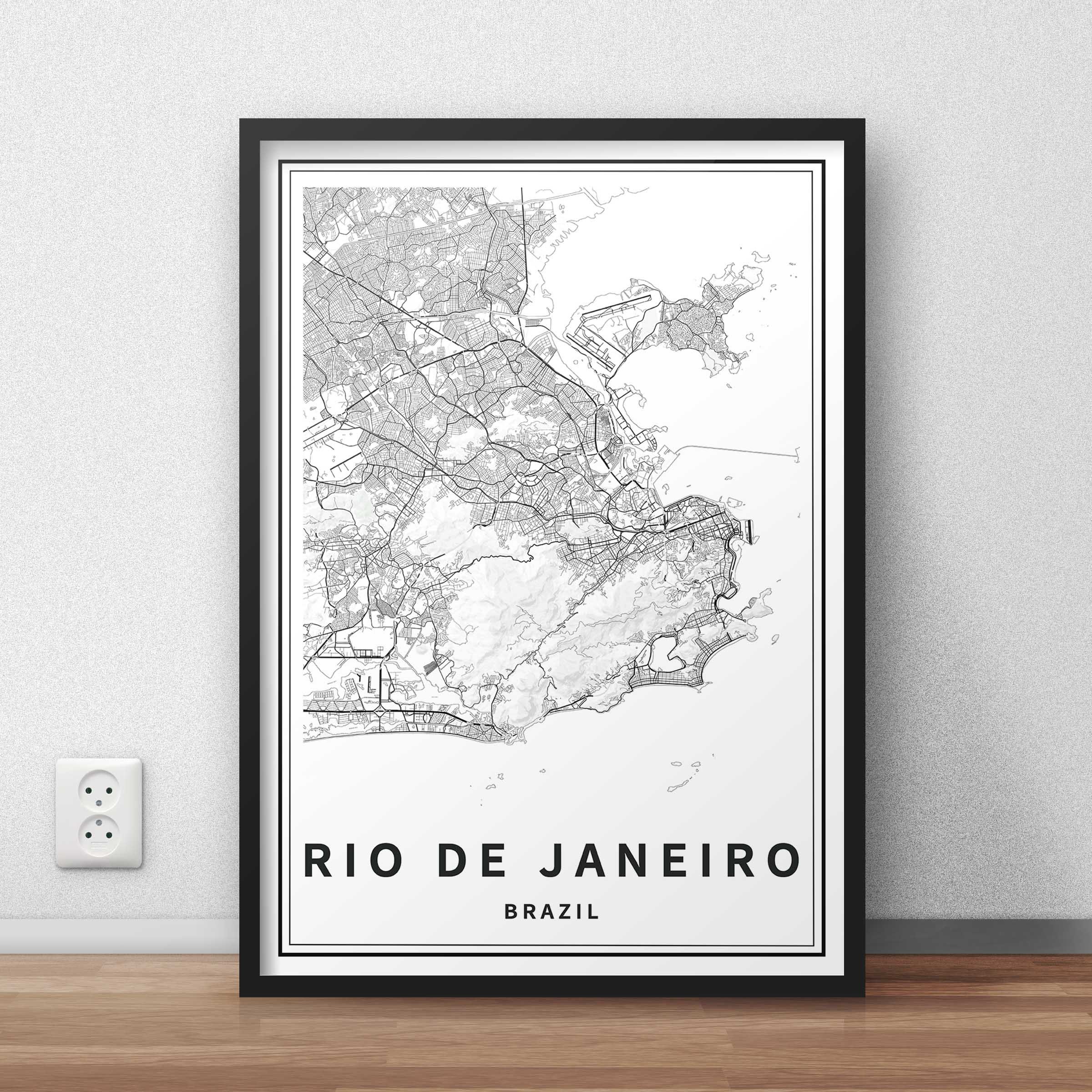 Printable Map of Rio De Janeiro Brazil Instant Download | Etsy