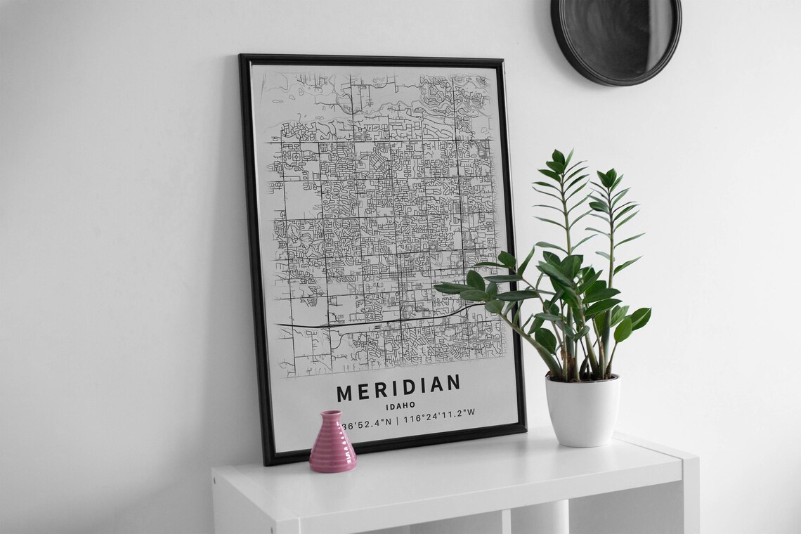 Printable Map of Meridian ID with Street Names Idaho USA City | Etsy