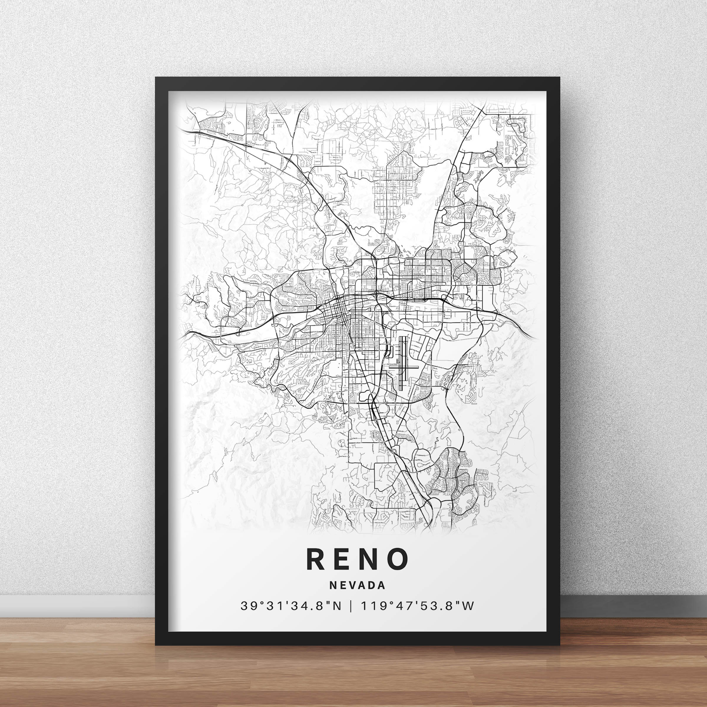 Printable Map of Reno, Nevada, USA With Street Names - Instant Download ...