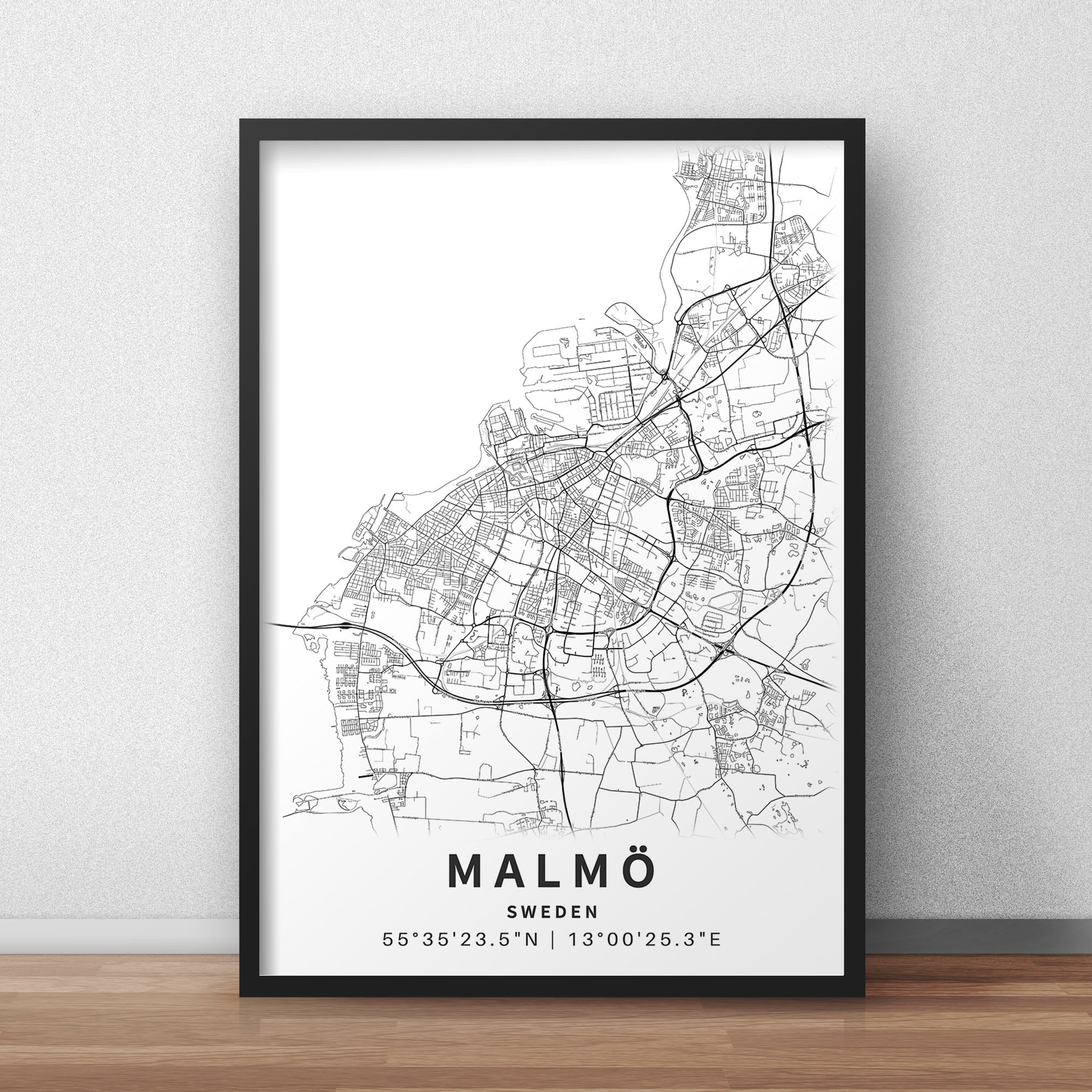 Printable Map of Malmo, Sweden With Street Names - Instant Download ...