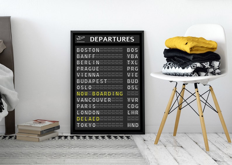 Custom Airport Departures Board Digital Download Wall Art | Etsy