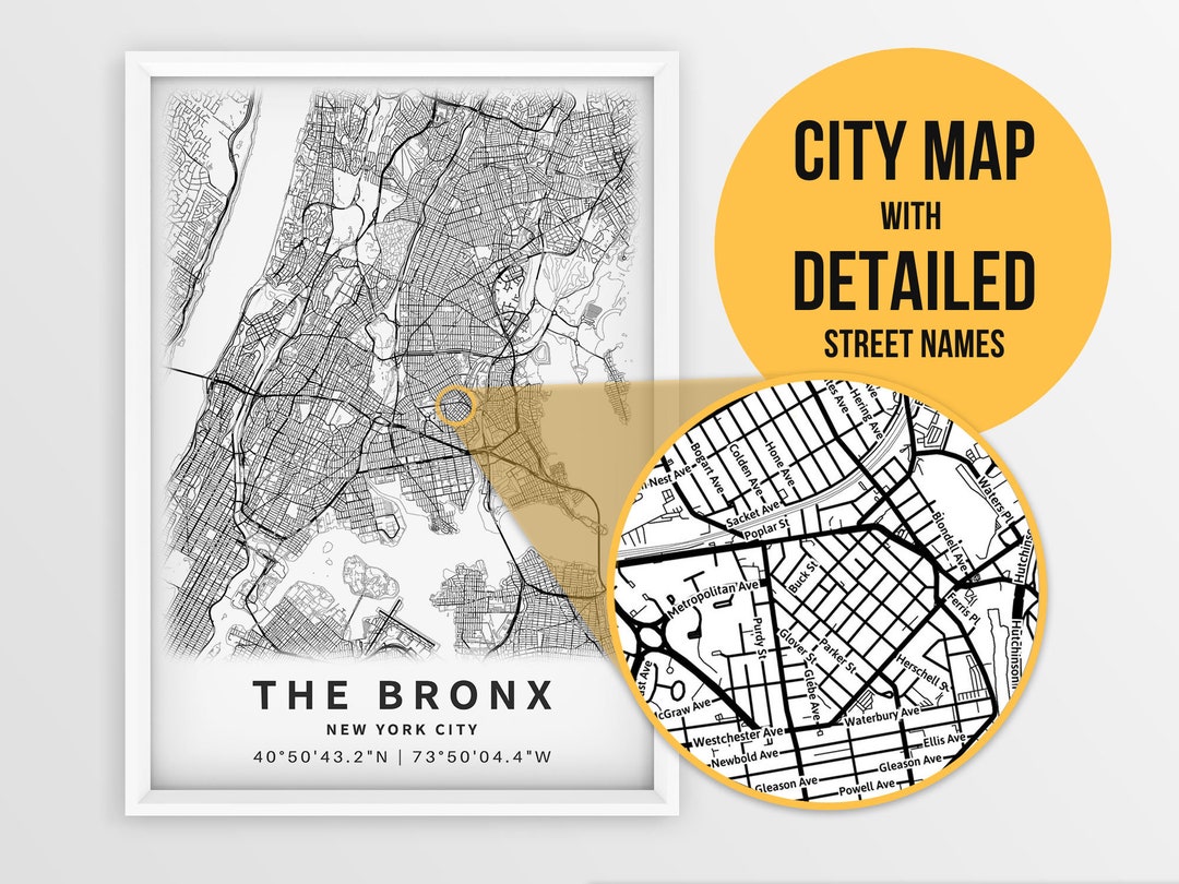 Printable Map of the Bronx New York City NY United States - Etsy