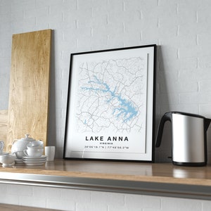 Printable Map of Lake Anna, Virginia - Instant Download \ Lake Map ...