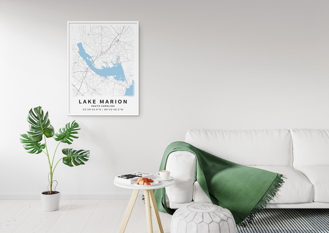 Printable Map of Lake Marion South Carolina United States - Etsy