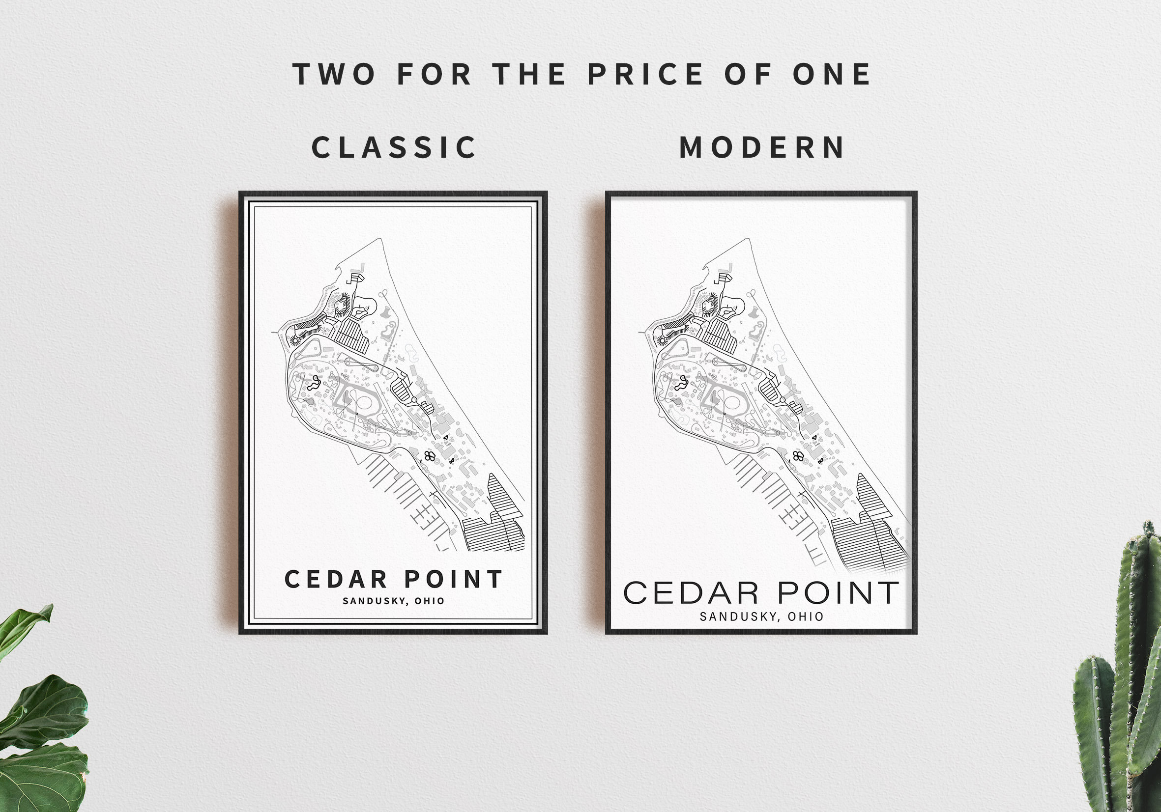 Cedar Point OH Map Print Sandusky Ohio USA City Map Instant - Etsy