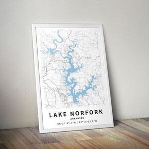 Printable Map of Norfork Lake, Arkansas, US - Instant Download \ Lake ...