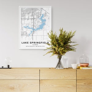 Printable Map of Lake Springfield, Illinois, US Instant Download Lake ...