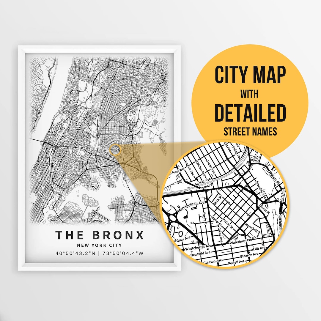 Printable Map of the Bronx, New York City, USA With Street Names ...