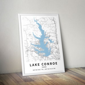 Printable Map of Lake Conroe, Texas - Instant Download \ Lake Map ...