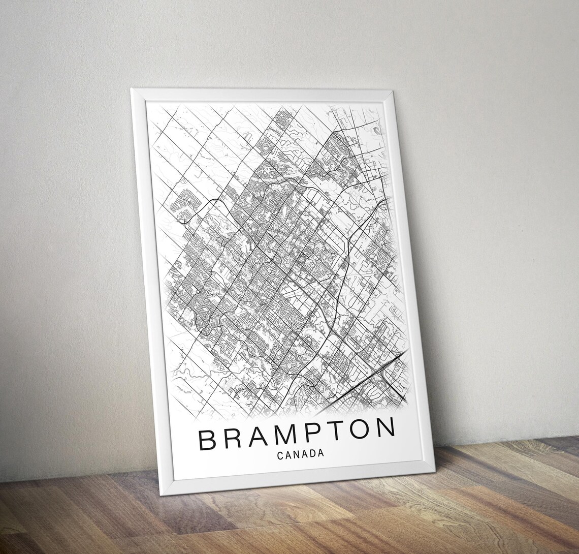 Brampton Canada Map Print Brampton Ontario City Map Instant | Etsy