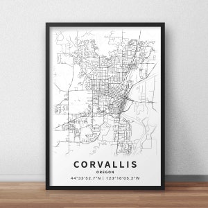 Printable Map Corvallis Oregon USA With Street Names - Etsy