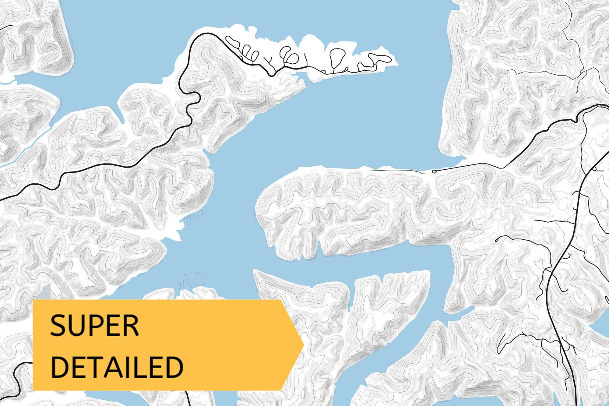 Printable Map of Cave Run Lake, Kentucky, US - Instant Download \ Lake ...