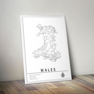 Printable Poster Map of Wales United Kingdom Instant - Etsy