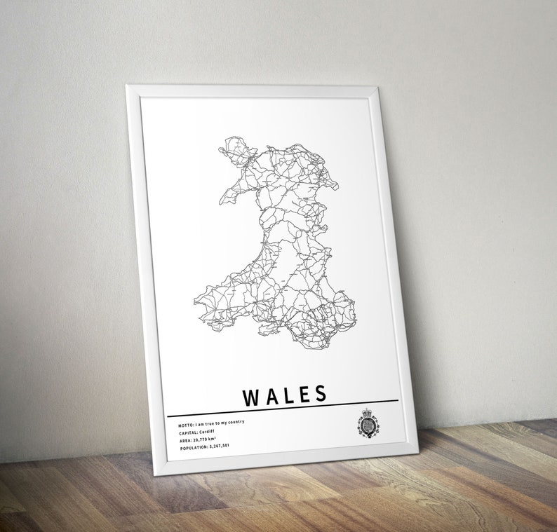 Printable Poster Map of Wales United Kingdom Instant - Etsy