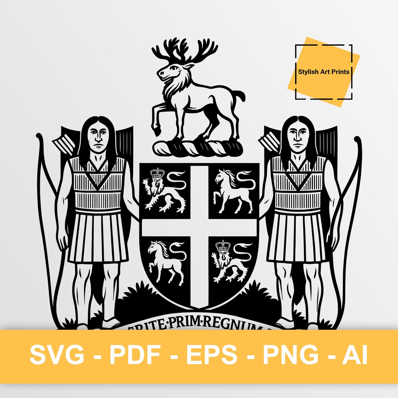 Newfoundland and Labrador Coat of Arms Vector Clipart (SVG, PNG, PDF ...