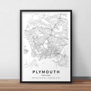 Printable Map of Plymouth, England, United Kingdom With Street Names ...