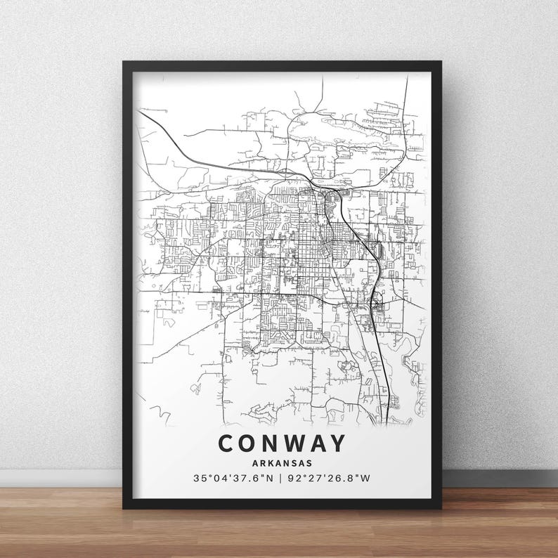 Printable Map of Conway, Arkansas, USA City Map With Street Names ...