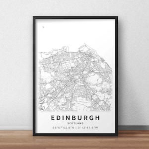 Printable Map of Edinburgh, Scotland, United Kingdom With Street Names ...